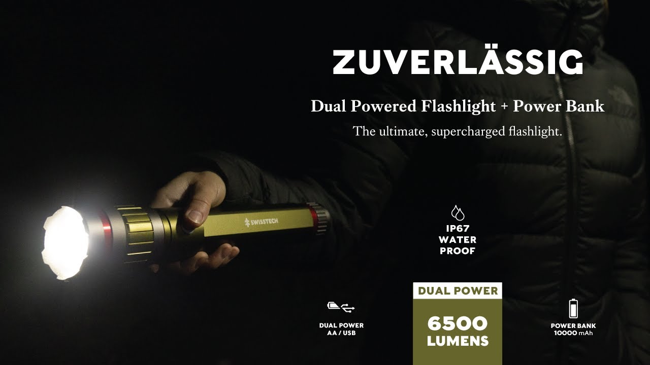 Zuverlässig - Swiss Tech 6500 Lumen LED Flashlight, Rechargeable Dual ...