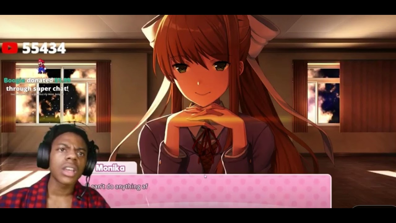 Speed gets jump scared by monika from doki - YouTube
