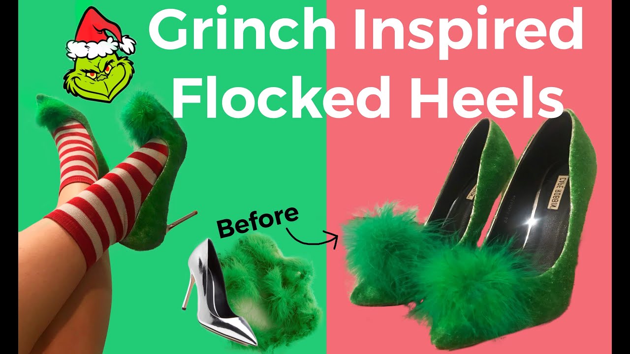 DIY Flocked Christmas Grinch Heels Makeover - YouTube