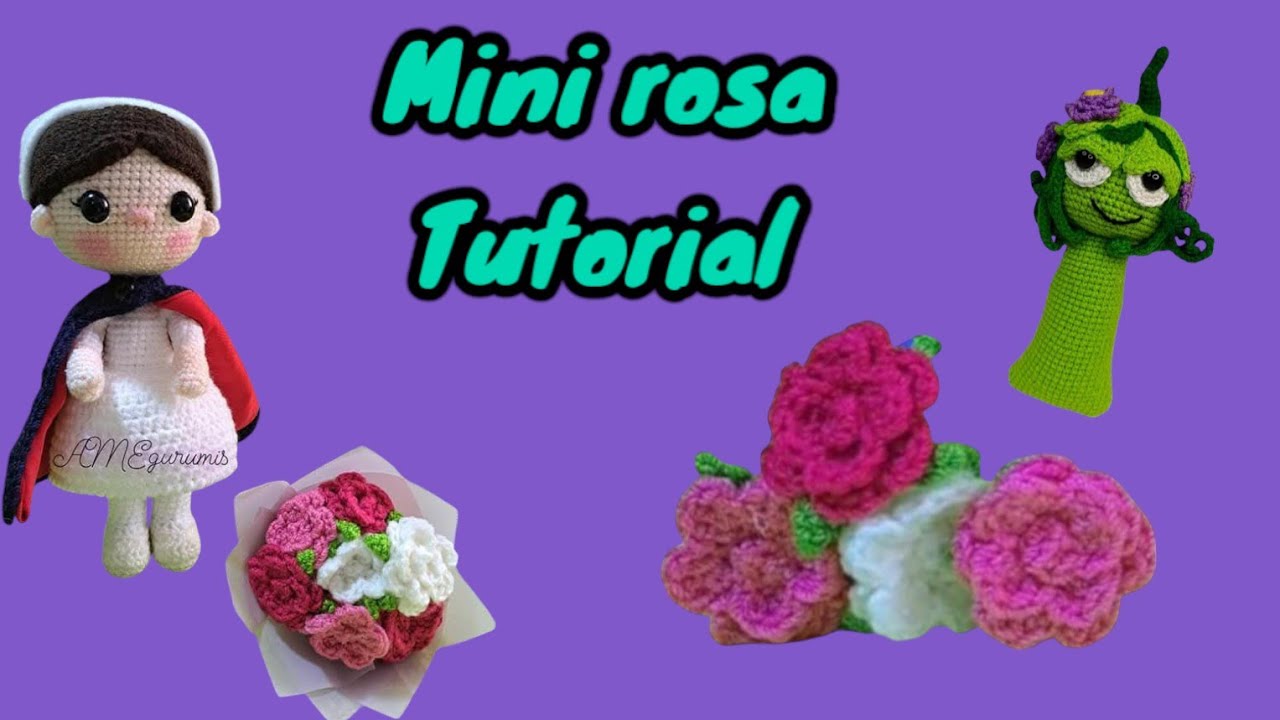 Mini rosa expres, la más rápida de tejer, rose crochet - YouTube