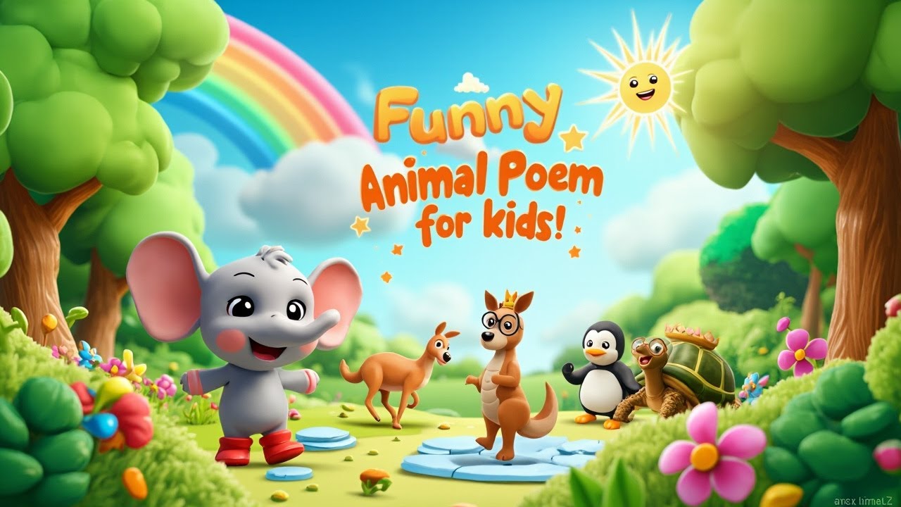 🎉 “Funny Animal Poem for Kids 🐘🎶 | 3D Animated Nursery Rhyme with ...