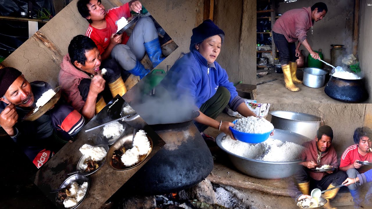 pork curry in lunch in rural Nepal || Life in rural Nepal || - YouTube