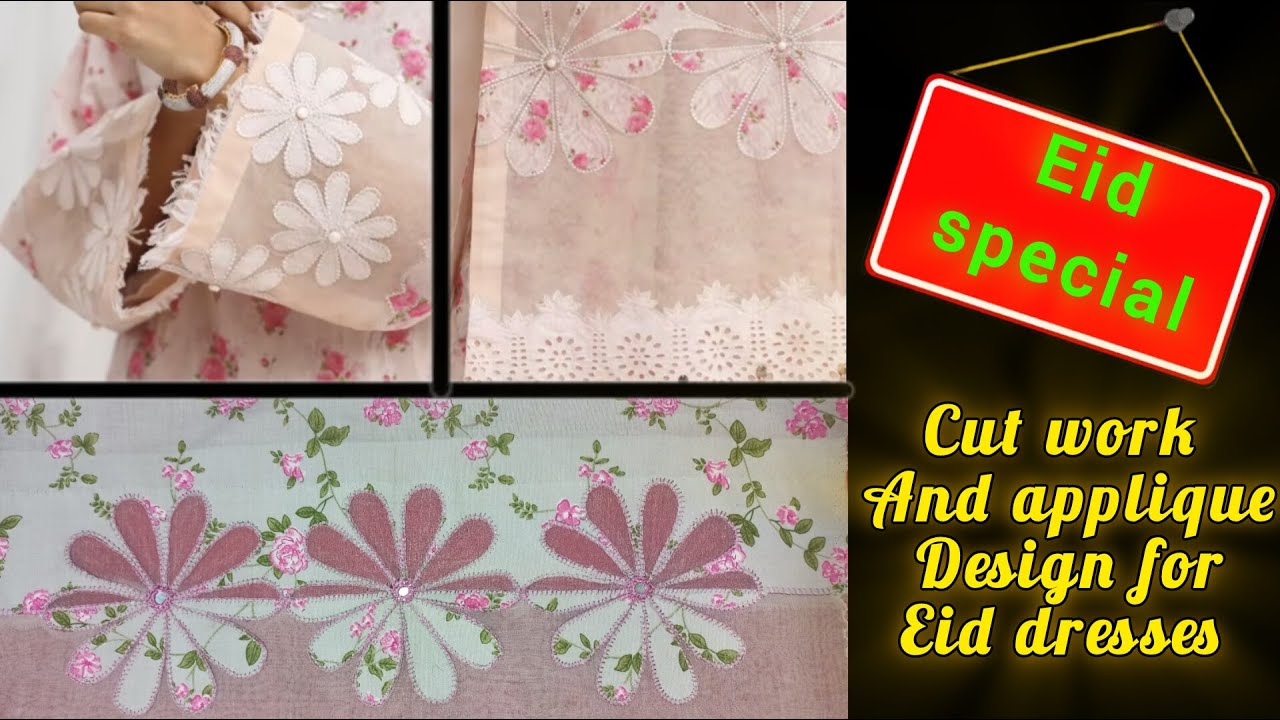 Cut work and aplic work eid special | cutwork saleeve daman trouser ...