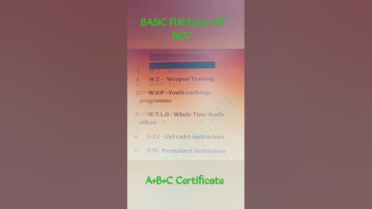 NCC Basic full form A+B+C certificate 👍#Education with me ️📖💂#ncc 💚 ...