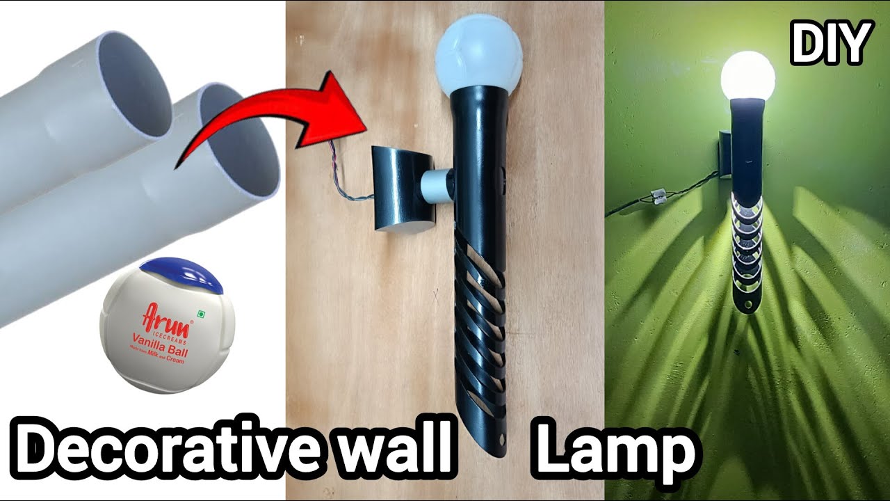 How to make a fancy and decorative wall lamp from pvc pipe #diy #pvc # ...