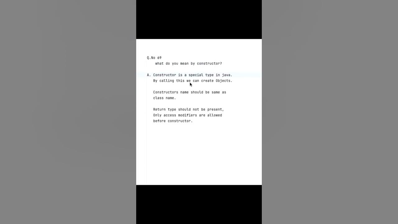 69 What Do You Mean By Constructor In Java Interviewquestions Javaclass Javaprogramming