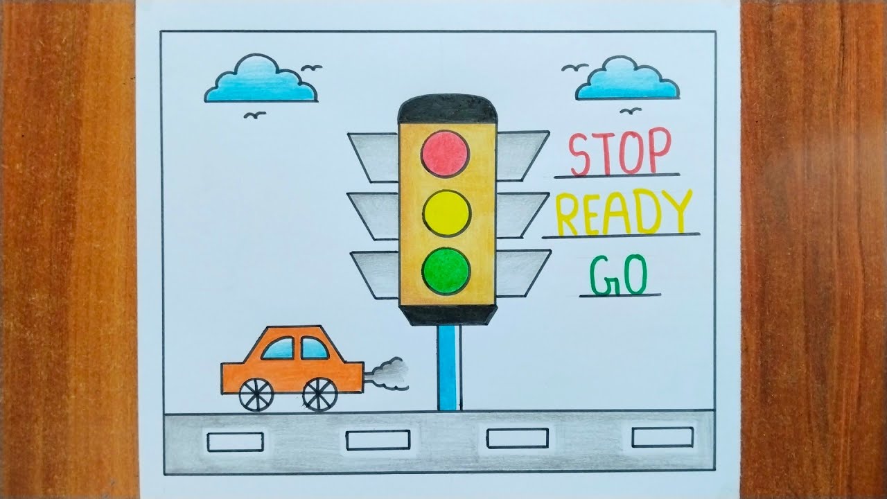 How To Draw Traffic Light Easy Step By Step / Traffic Light Drawing ...