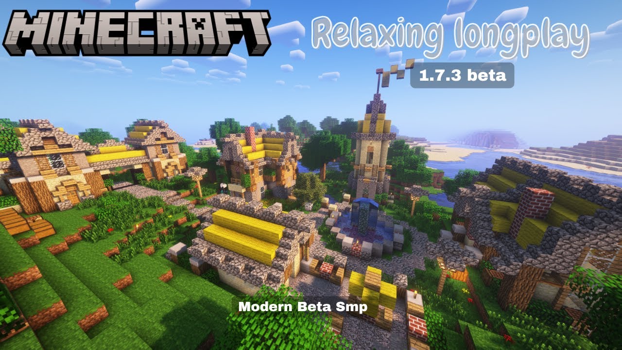 Building a Cozy Fantasy Town in Minecraft Beta 1.7.3 (RelaxingLongplay NoCommentary) Modern Beta ...