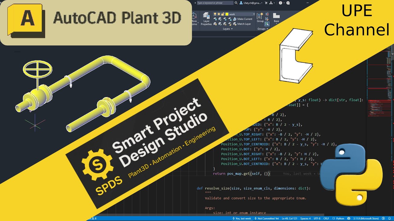 Autocad Plant3d. Python custom script. Structural UPE profile - YouTube