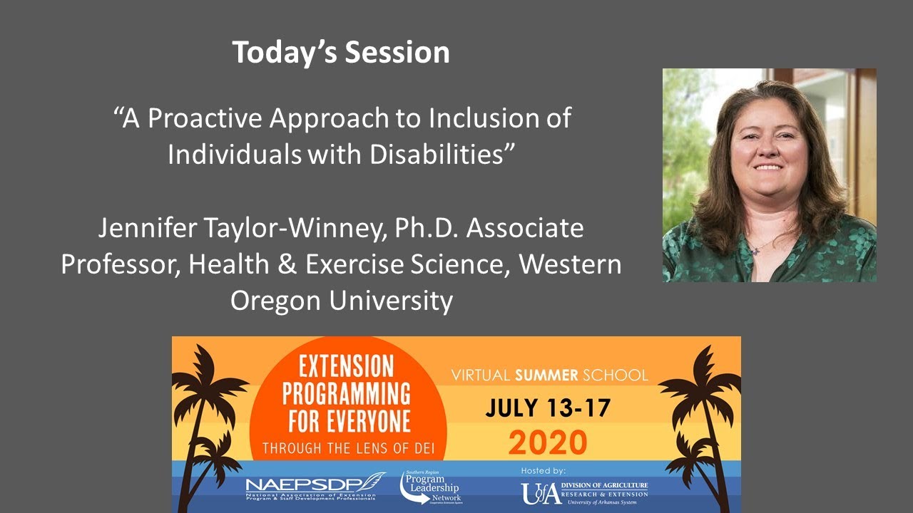 2020 Virtual Summer School: A Proactive Approach to Inclusion of ...