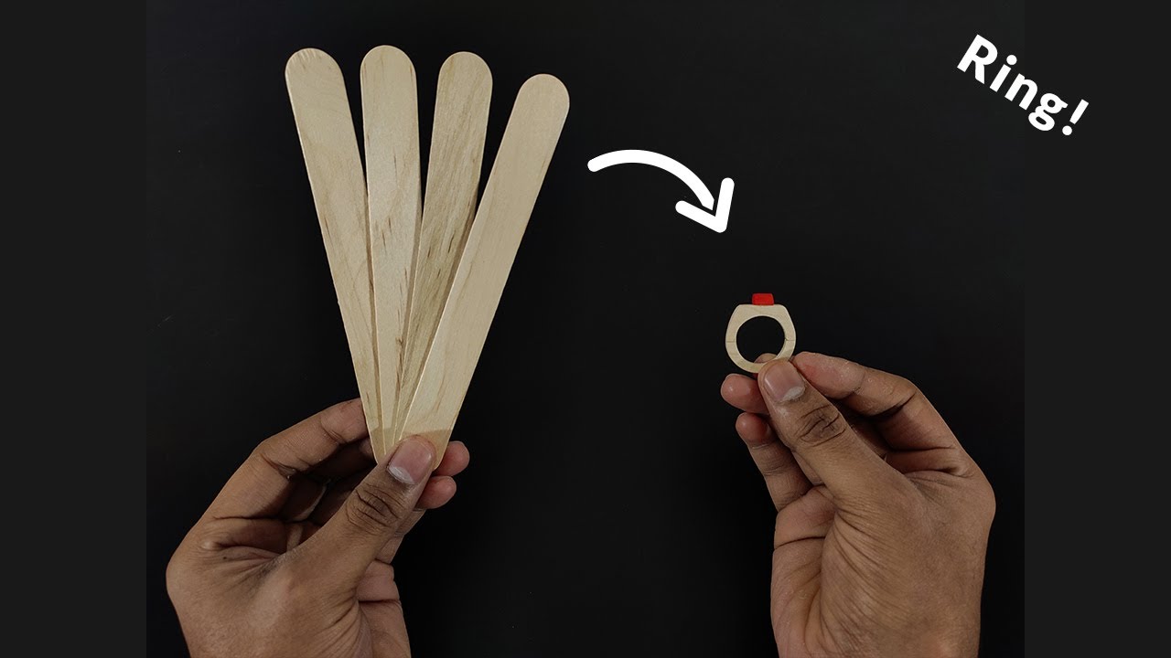 How to make a Ring from Popsicle Sticks | Wooden ring craft - YouTube