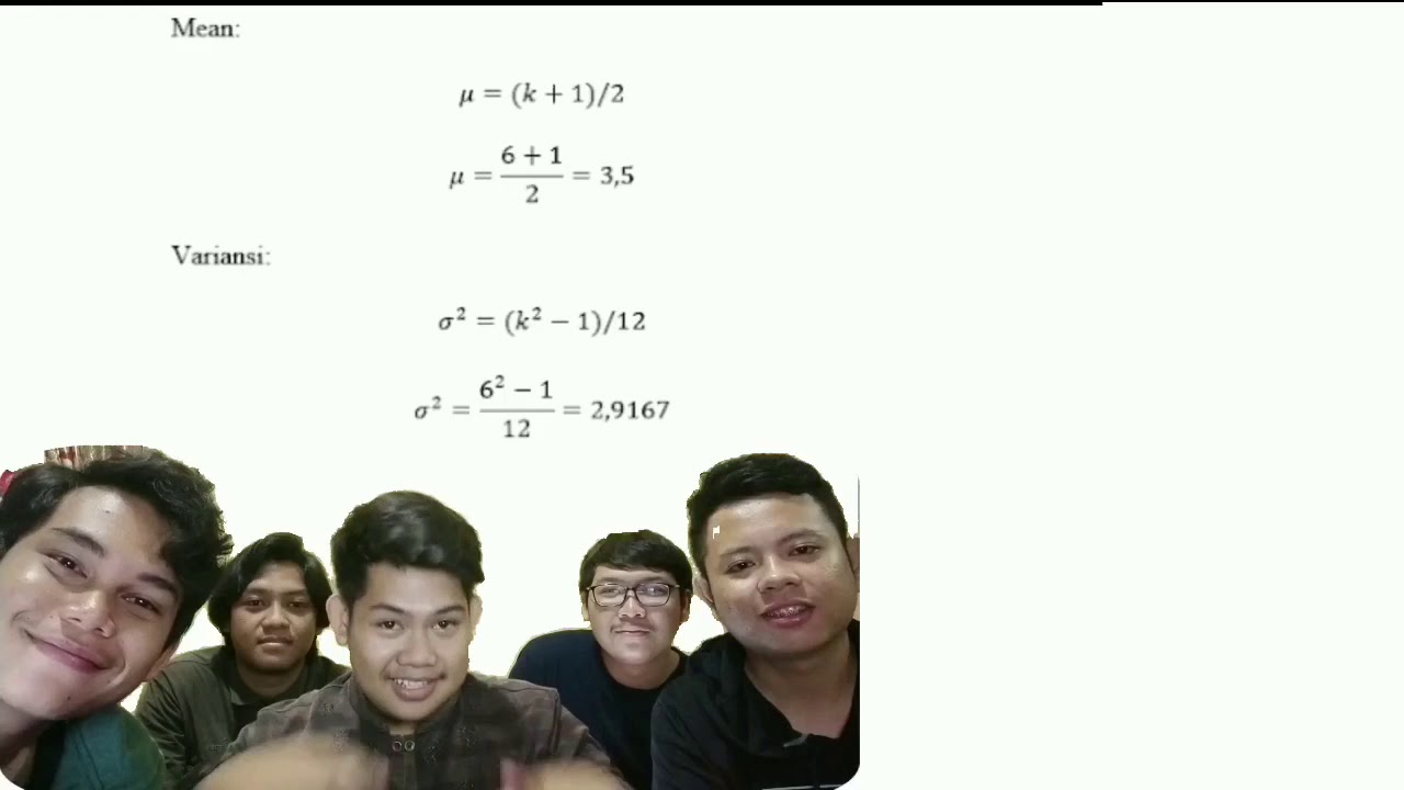 DISTRIBUSI SERAGAM DISKRIT (uniformly distribution) - kelompok 1 - YouTube