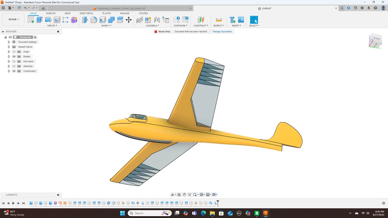 Decide to surface model or form model an airplane in Fusion 360/CAD ...