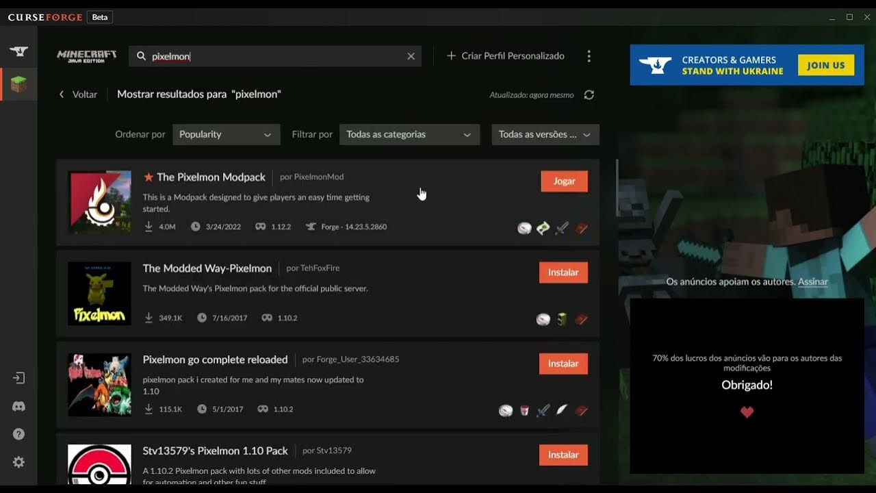 tutorial de como instalar o pixelmon no app do curseforge!!! - YouTube