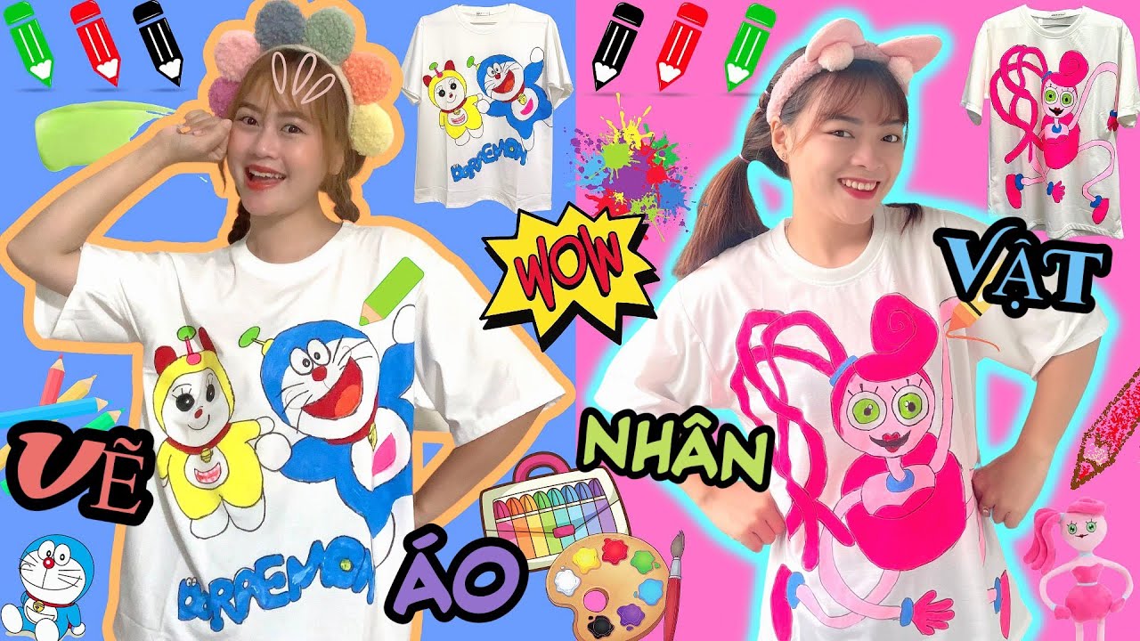 Thử Thách Vẽ Áo Theo Nhân Vật Mommy Long Legs & Doraemon I Hà Hà Hí ...