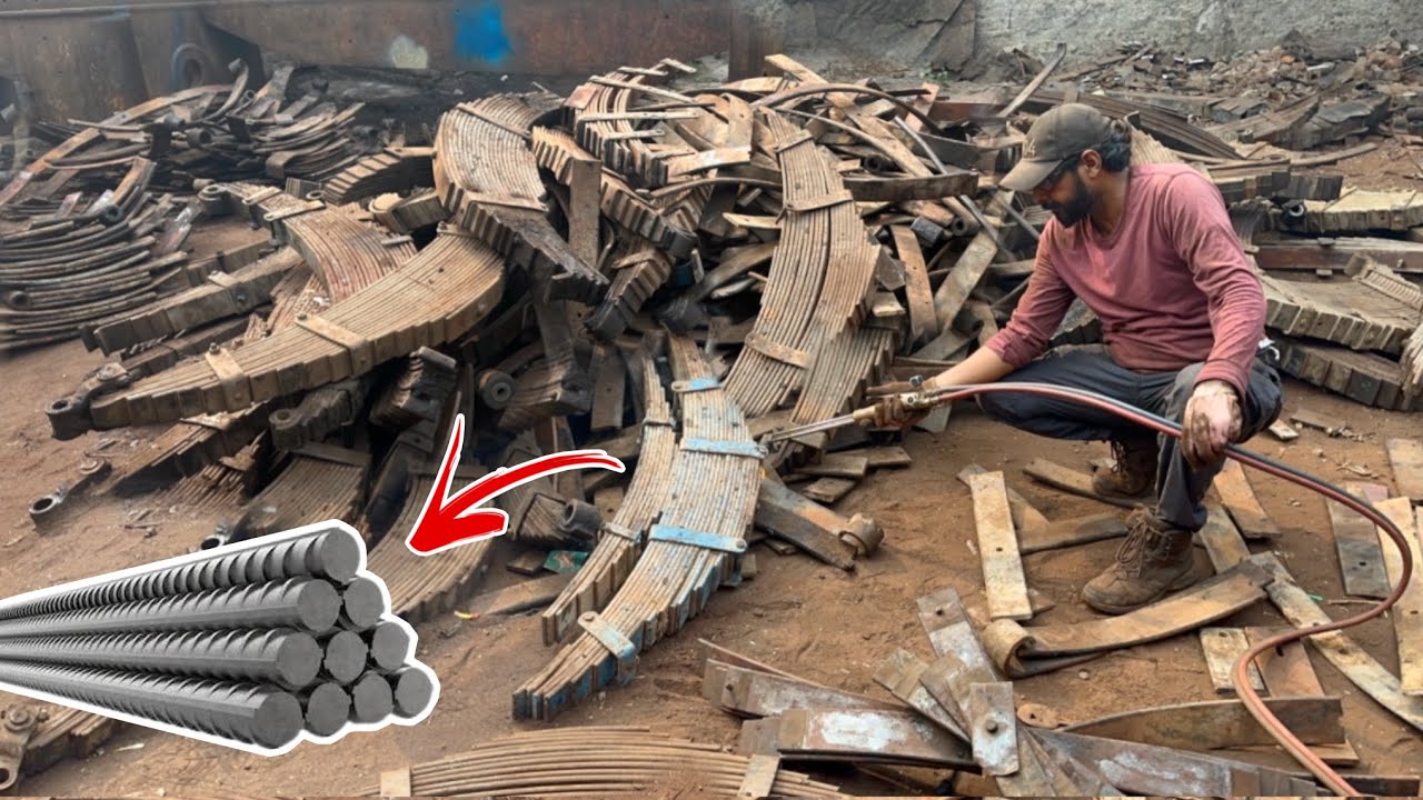 Recycling Process of Old Leaf Spring to Make Iron Rods | Metal ...