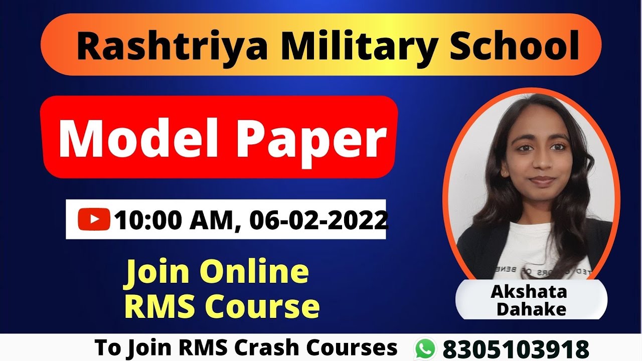 🔴RMS 2022: Model Paper | Rashtriya Military School 2022 Model Practice ...