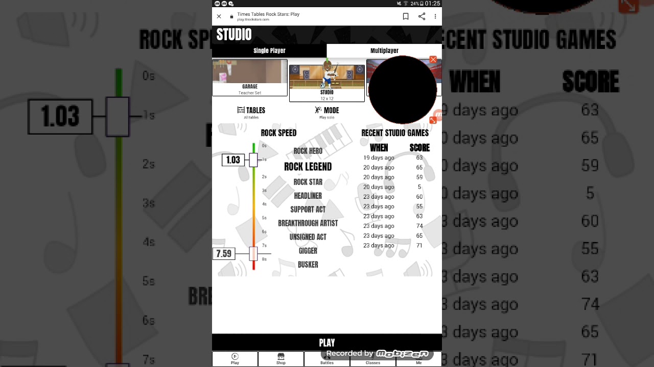Playing time table rock star stars - YouTube