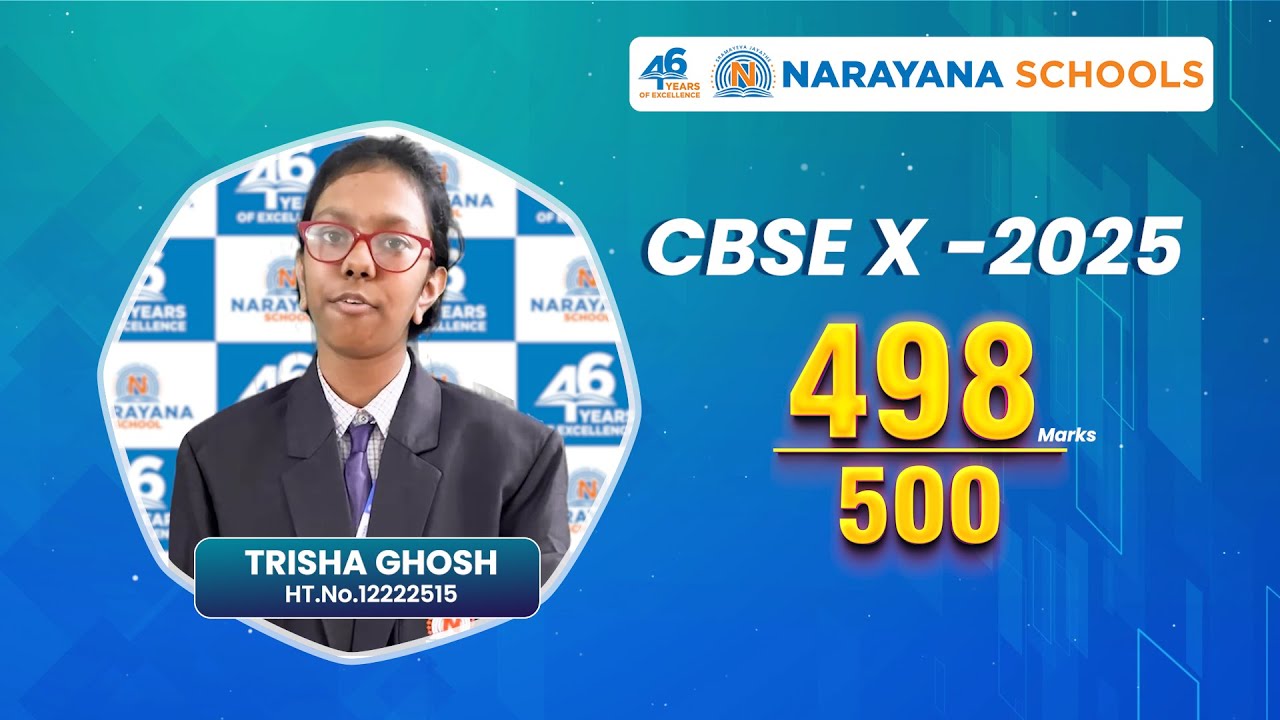 Trisha Ghosh Scores 498 | One of Narayana’s CBSE Stars | Class 10 ...