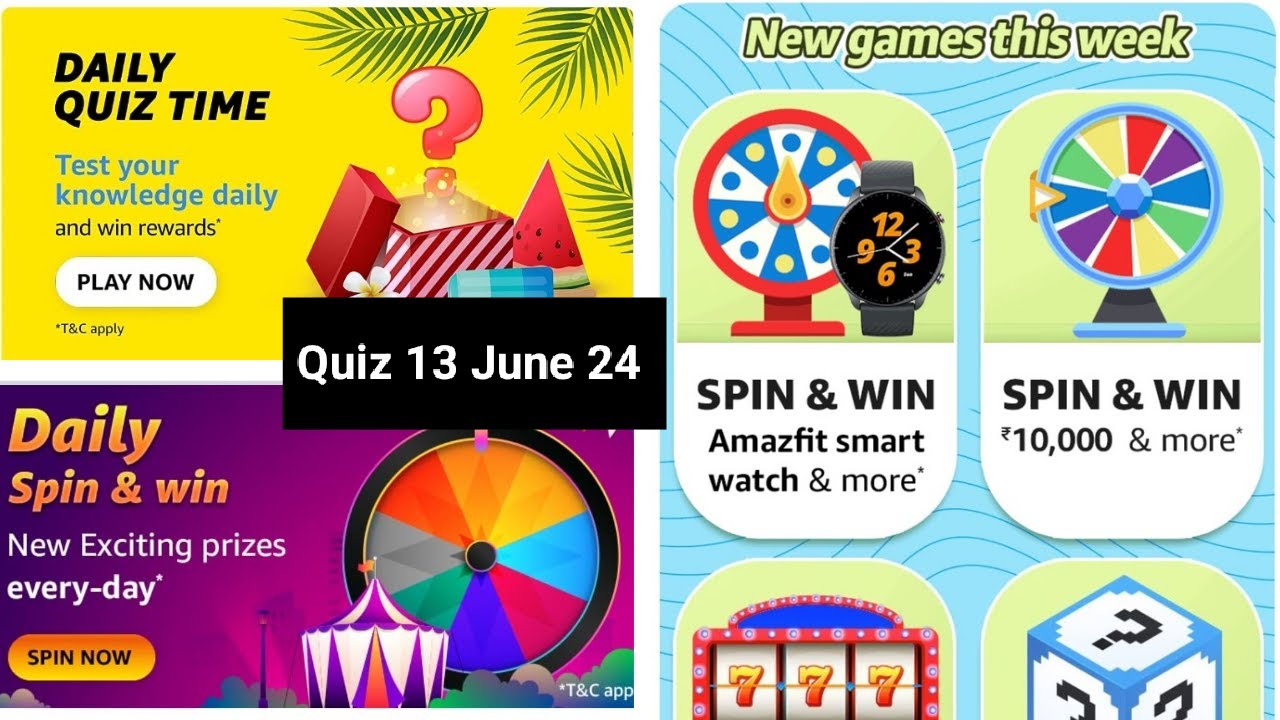 Daily Amazon Quiz Time//New Games this Week Quiz/Daily Spin and Win ...