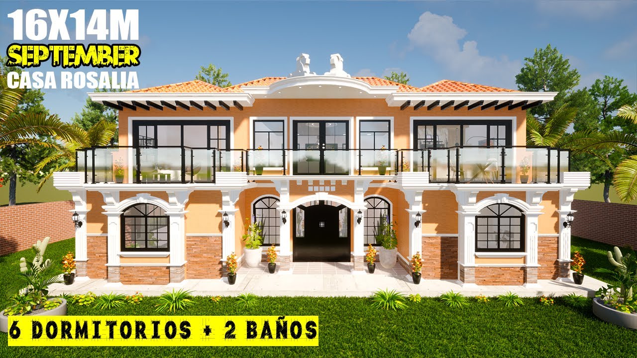 DISEÑO DE CASA 16 X 14 METROS | Como construir mi casa estilo guatemalteco | Recorrido Virtual ...