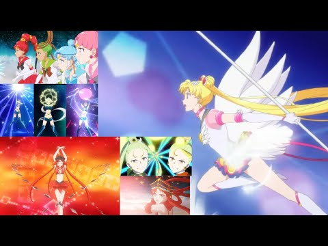 Sailor Phi and Chi vs Princess Kakyuu and the Starlights full fight (English) | Sailor Moon Cosmos