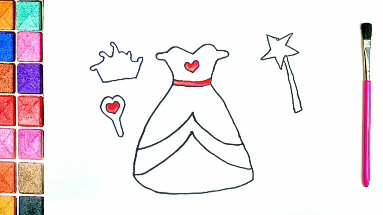 How to draw cute Doll dress || Drawing and painting ||How to draw # ...