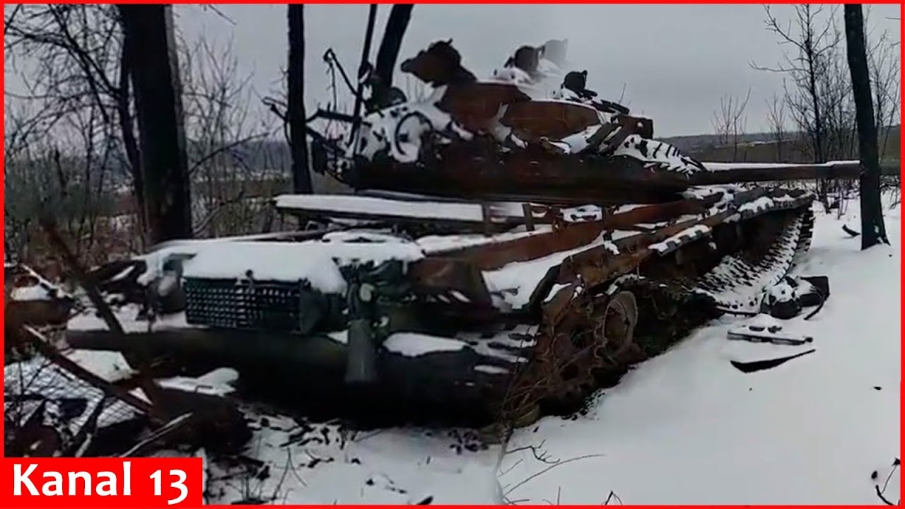 Russian tank hit in a snowy forest - "It is in a working condition, we ...