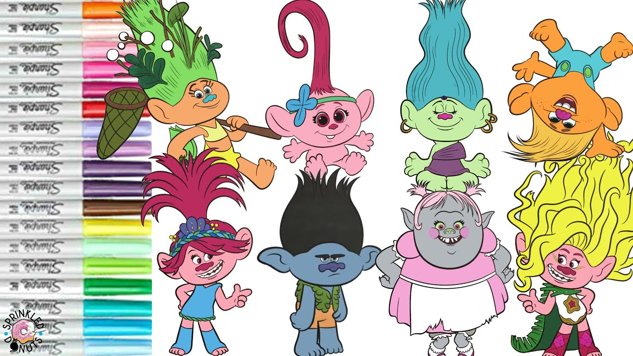 Trolls Coloring Book Compilation Poppy Branch Viva Bridget Karma Pop