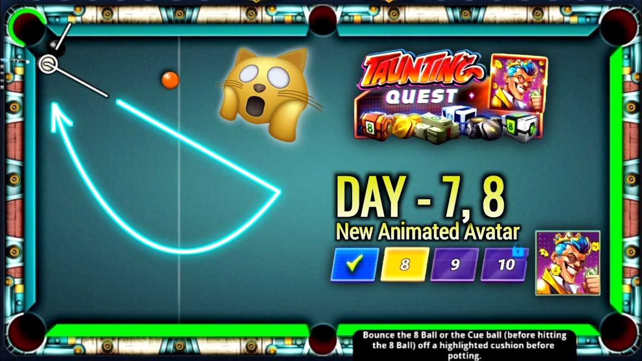 Snooker Break Shot 😱New Taunting Quest Day - 7 & 8 || Animated Avatar ...