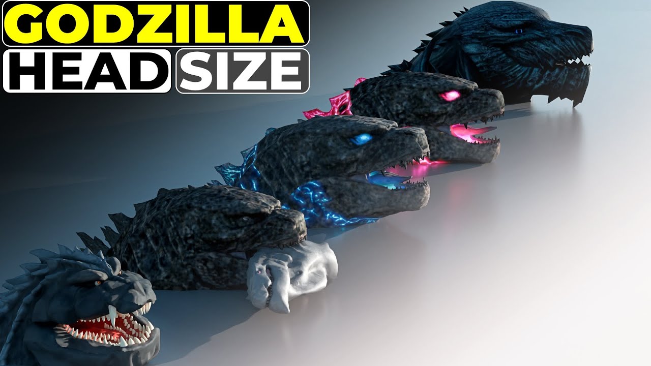 Godzilla Head Size Comparison | 3D Comparison of Kaiju Heads - YouTube