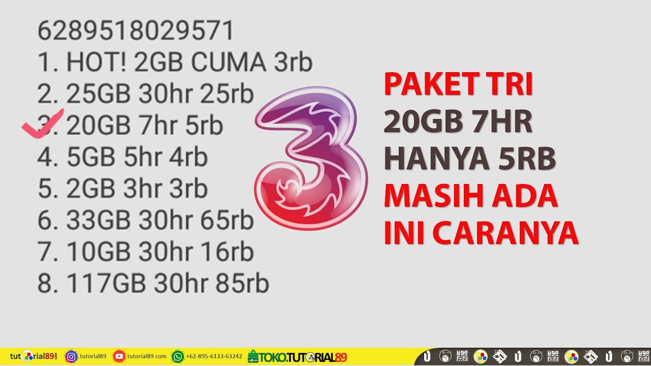 Paket tri murah terbaru 2022 - 20Gb hanya 5Ribu untuk 7 Hari - YouTube