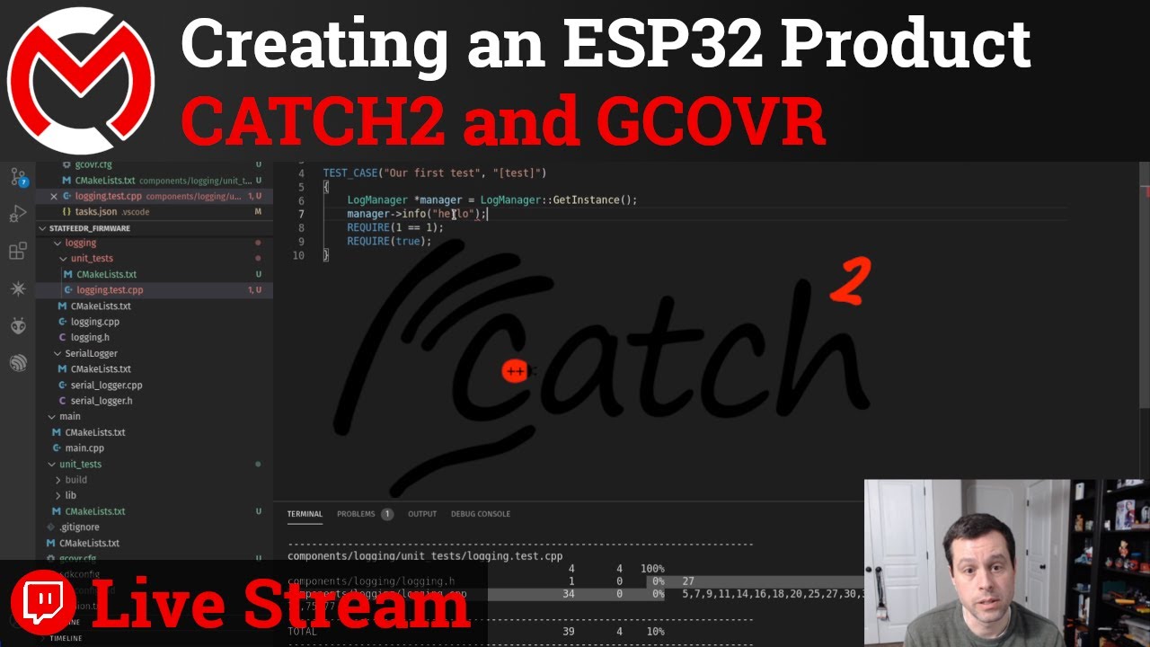 Esp32 Product Creation Journey Adding Unit Tests And Coverage With Catch2 And Gcovr Youtube
