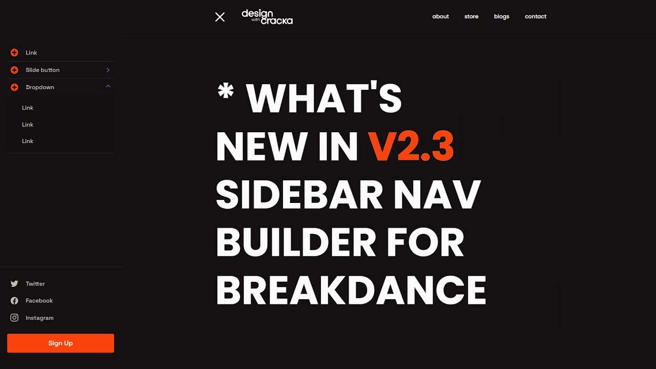 Sidebar Navigation Builder NEW FEATURES - BREAKDANCE BUILDER - YouTube