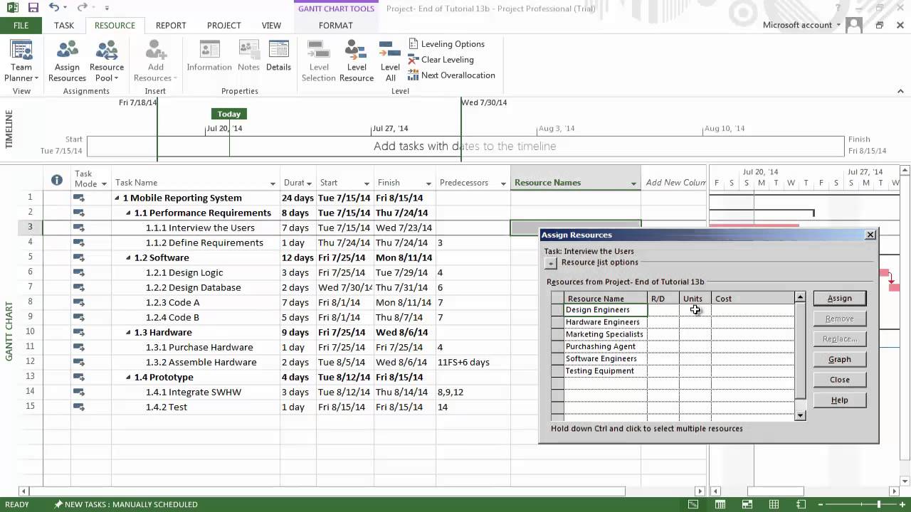 14 How to assign resources to specific tasks - YouTube