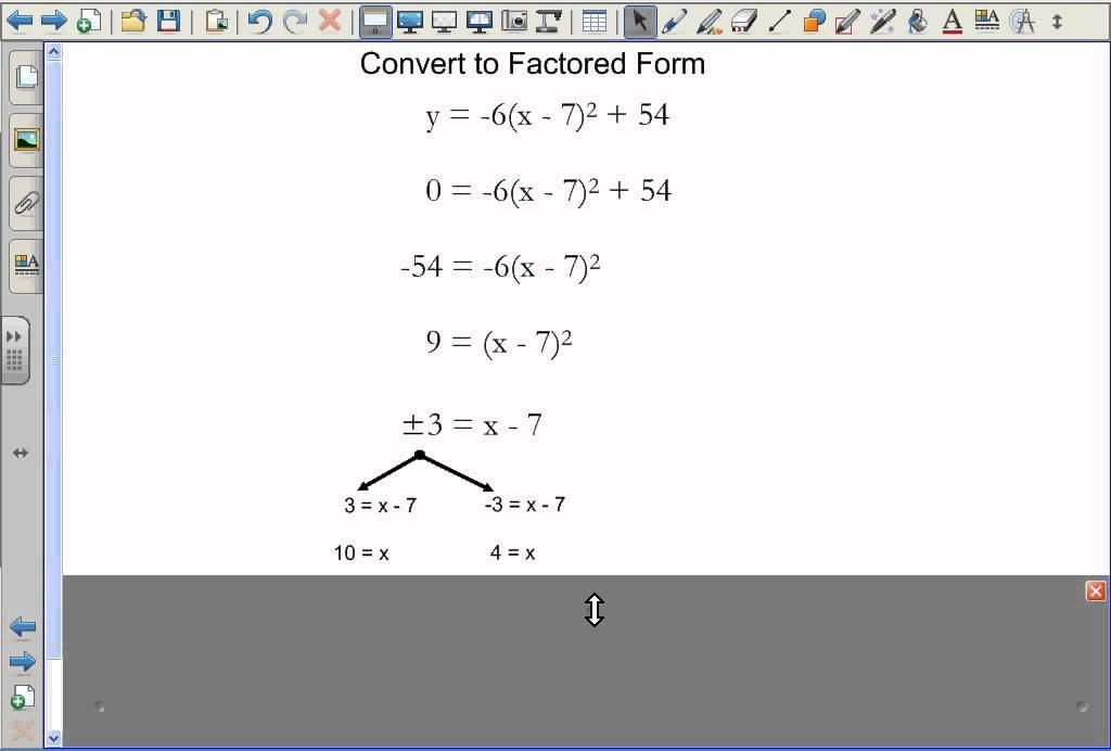 Converting Vertex Form to Factored Form - YouTube