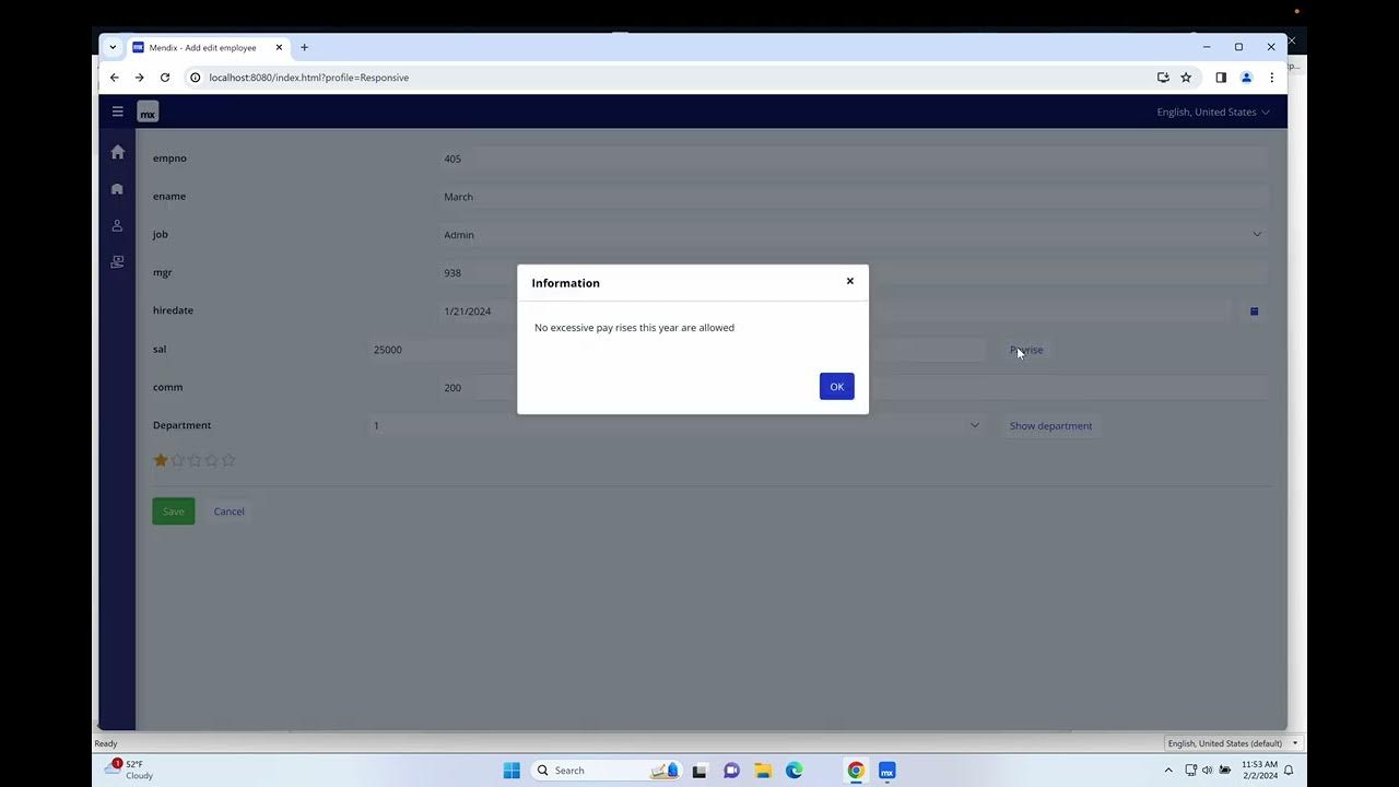 Mendix Week 5 - Part 05 Intro to settings in the EmpDept app - YouTube