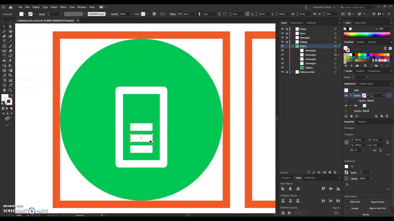 Adobe Illustrator CC - Create Icons for Android and Apple - Battery ...