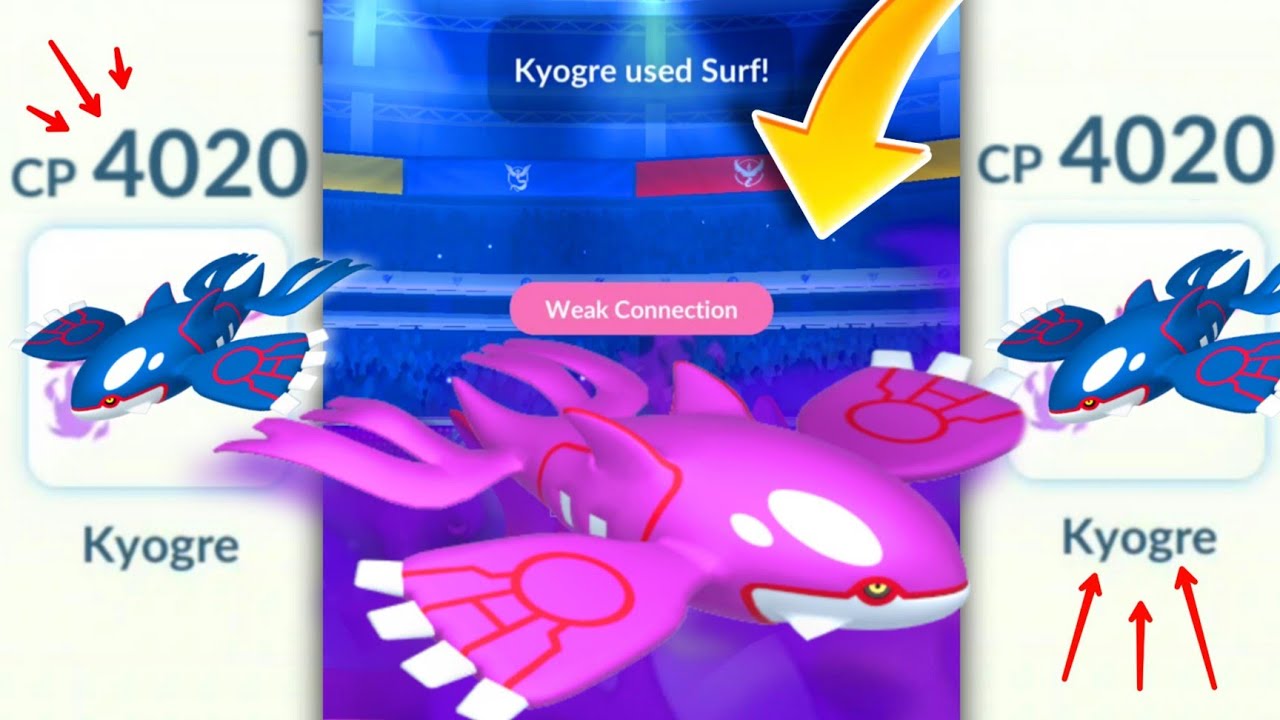 First Ever Shiny + Power UP Shadow Kyogre in Go Battle League - YouTube