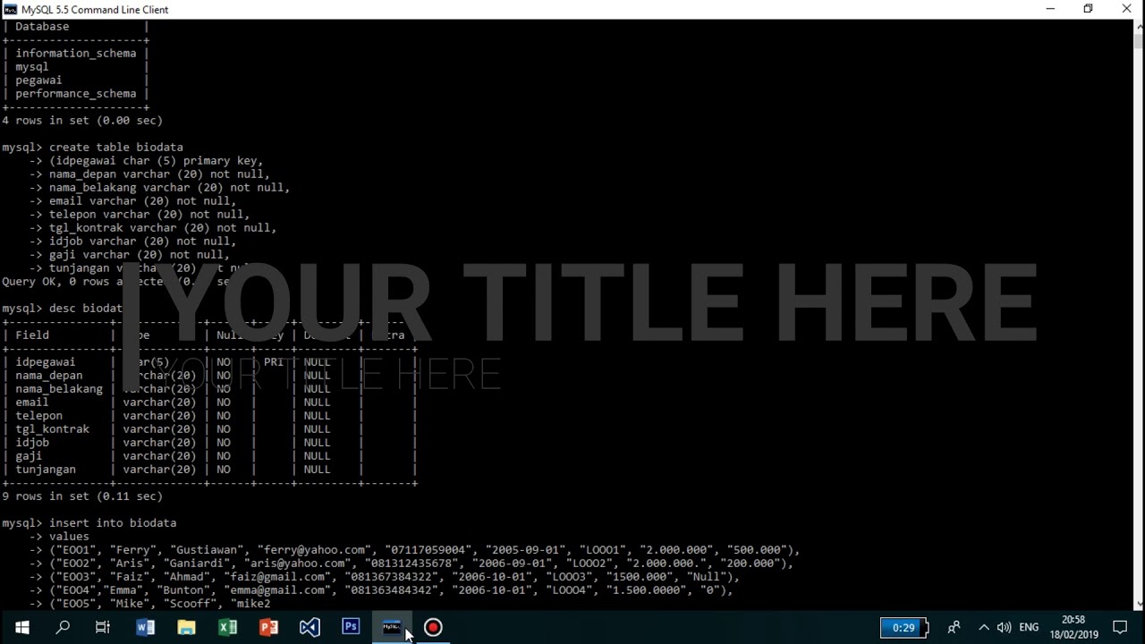 Tutorial Membuat Database Pegawai di Mysql - YouTube