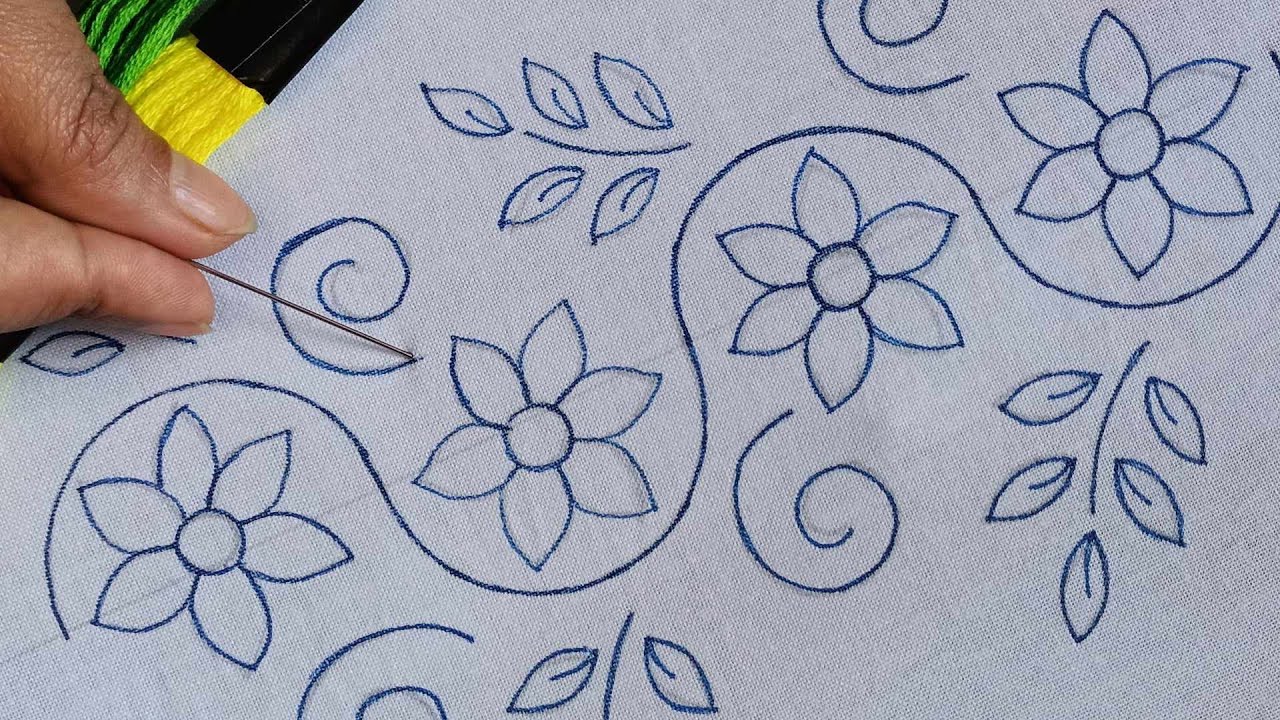 Beaded Borderline Design, Hand Embroidery Border Design, Easy Border ...