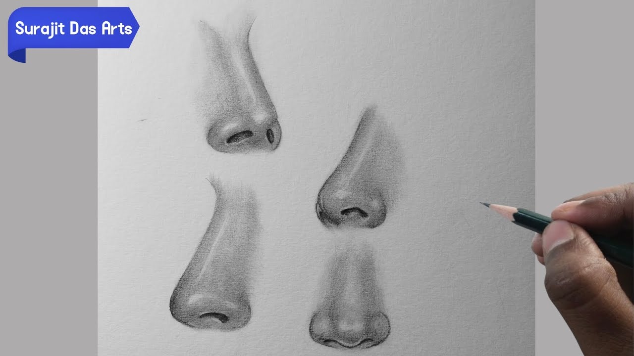 How to Draw nose | 4 side view nose drawing tricks for beginners - YouTube