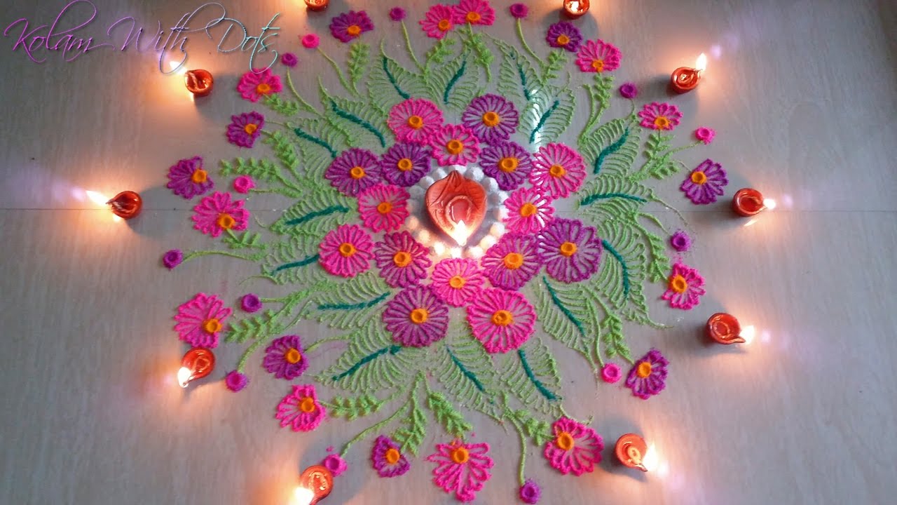 New Rangoli Flower Designs With Colours - Beautiful Festival Rangoli By ...