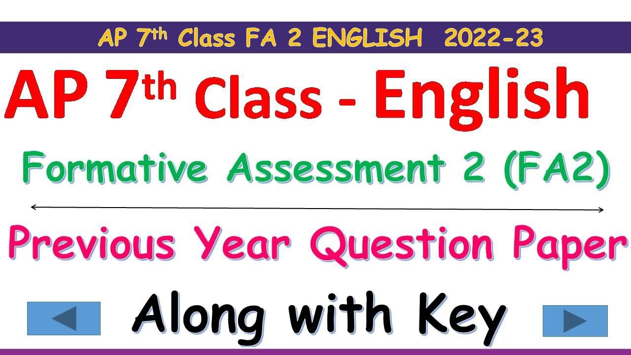 AP 7th Class English || FA 2 || Previous Year Question Paper || along ...