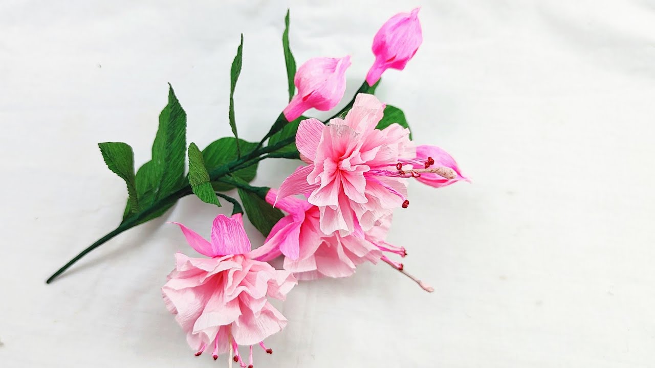 How to make Fuchsia flowers out of easy crepe paper/DIY flower making ...