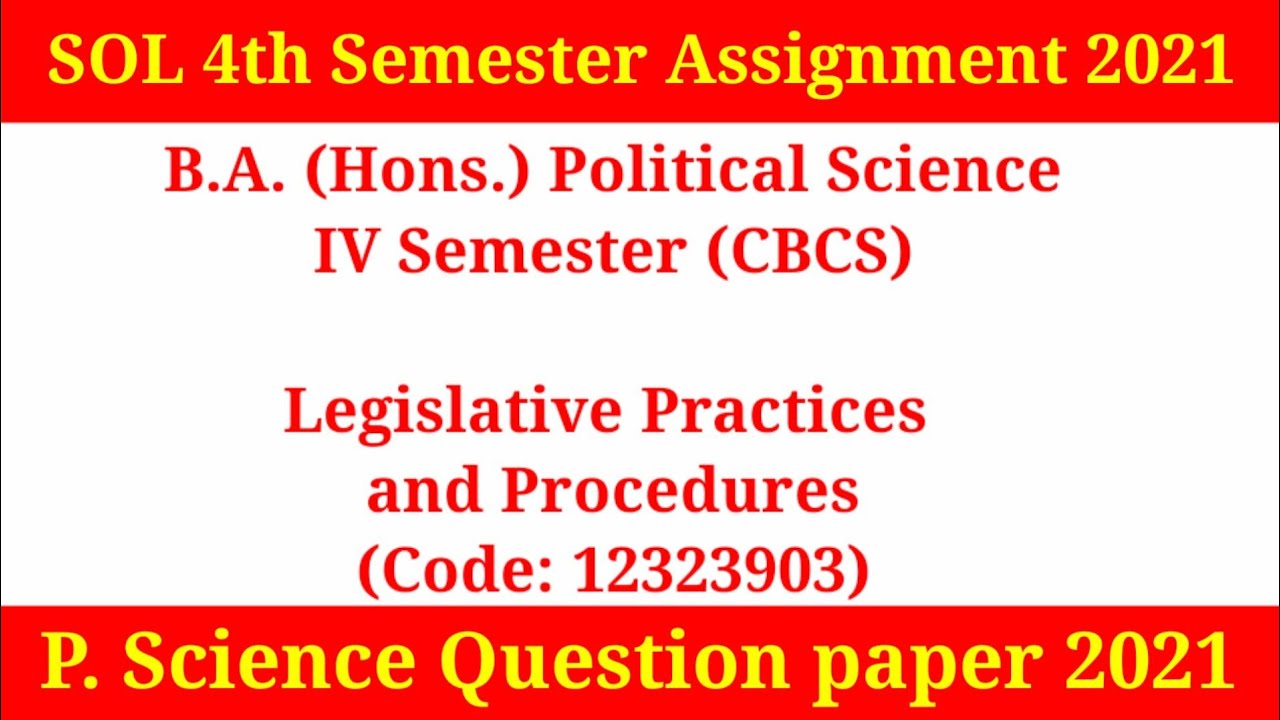 B.A (Hons) Political science 4th semester (CBCS) question paper ...