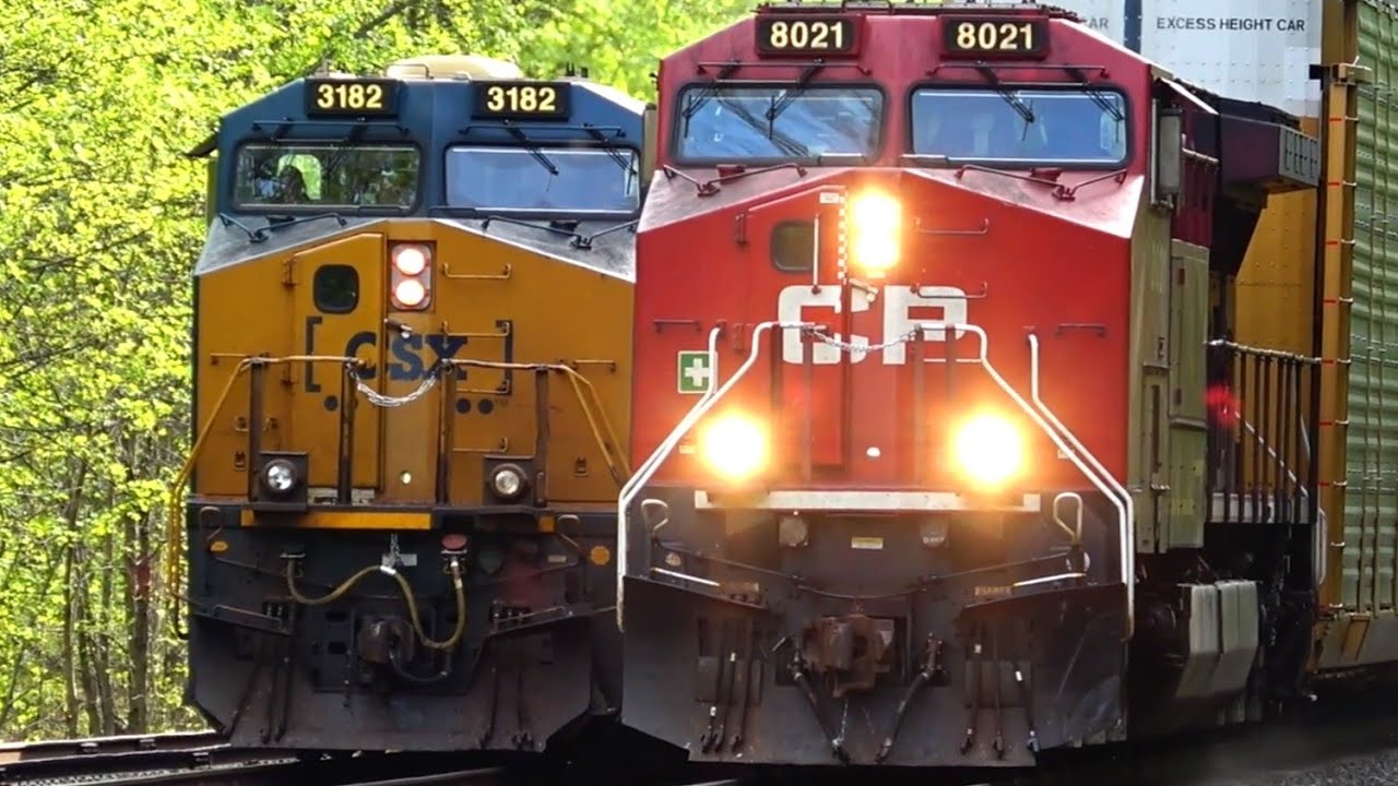Norfolk Southern Bar Code Unit 1111 Pulling FRA Car! Cool CSX Coal Train! CP Train Passes CSX ...