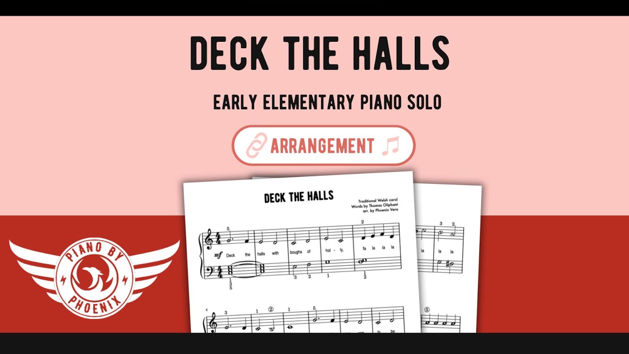 Deck the Halls - Christmas Beginner Piano Solo Sheet Music Demo (Primer ...
