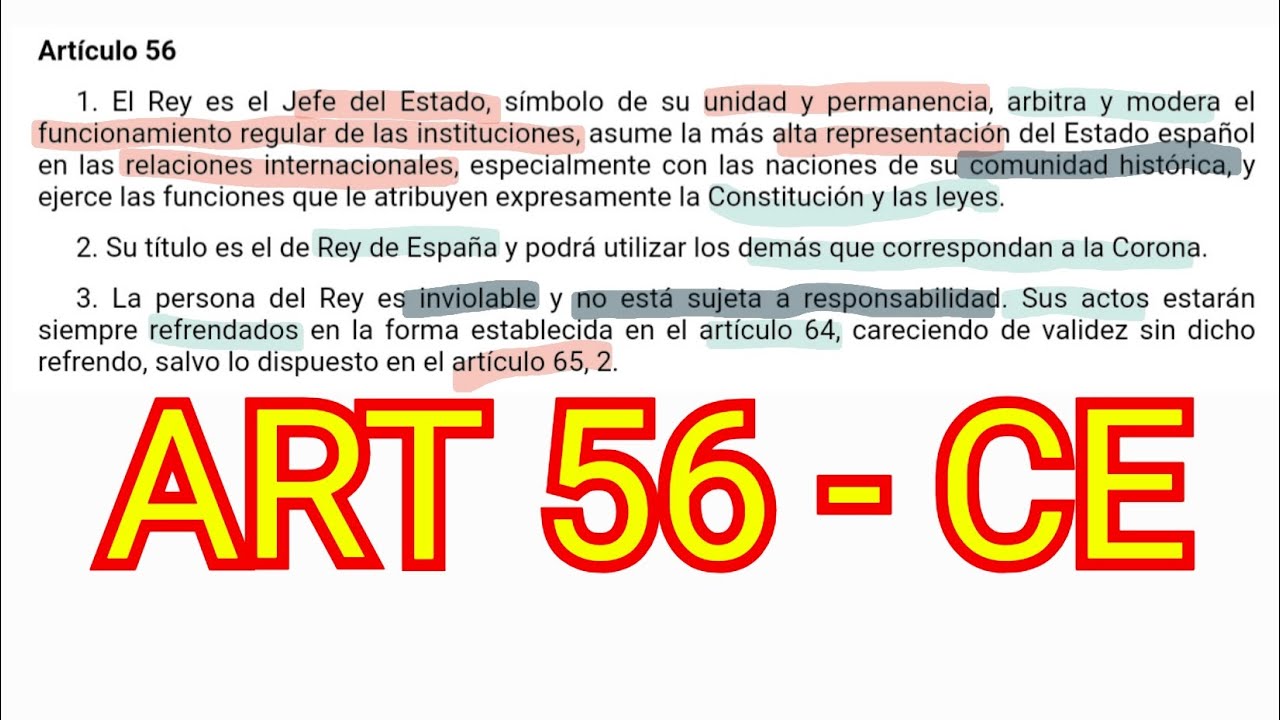 ARTÍCULO 56 - Constitución Española - Jefe del Estado - OPOSICIONES ...