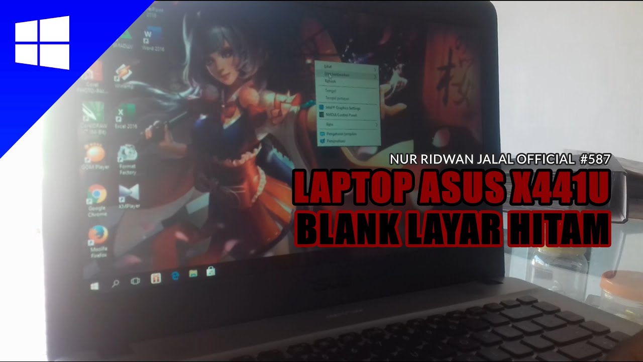 #587 // LAPTOP ASUS X441U - NYALA, TAPI LAYAR BLANK HITAM - YouTube